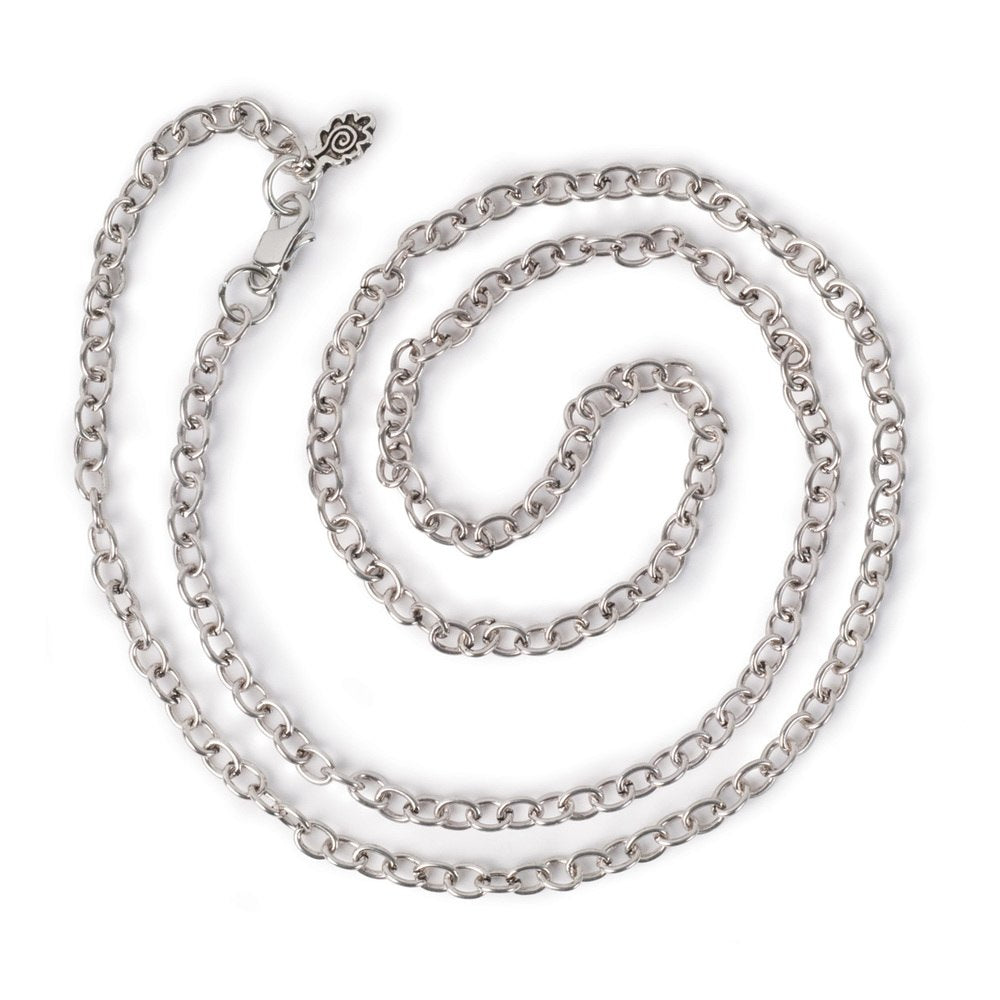 Solid Oak: Small Link Chain 24'' Necklace - Antiqued Imitation Silver