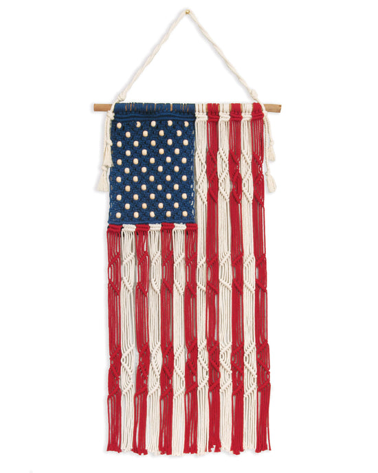 Solid Oak: Macramé Wall Hanging Kit - "Old Glory" American Flag