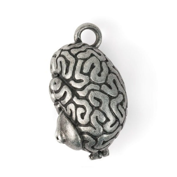 Solid Oak: Brain Locket with Magnet Clasp