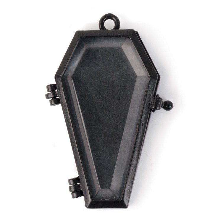 Solid Oak: Coffin Pendant with Hinged, Transparent Cover
